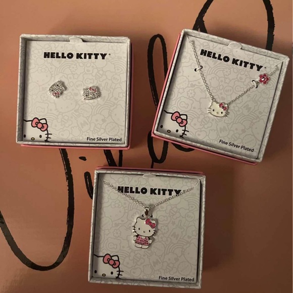 Hello Kitty | Accessories | Hello Kitty Silver Plated Jewelry Set Pink ...